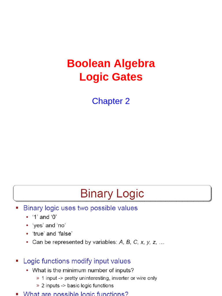 Boolean Algebra and Logic Gates Guide | PDF