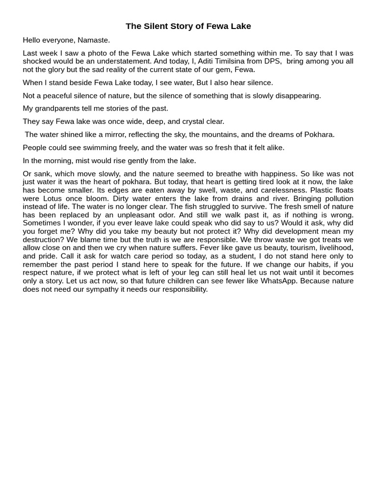 Fewa Lake: A Call to Action for Preservation | PDF