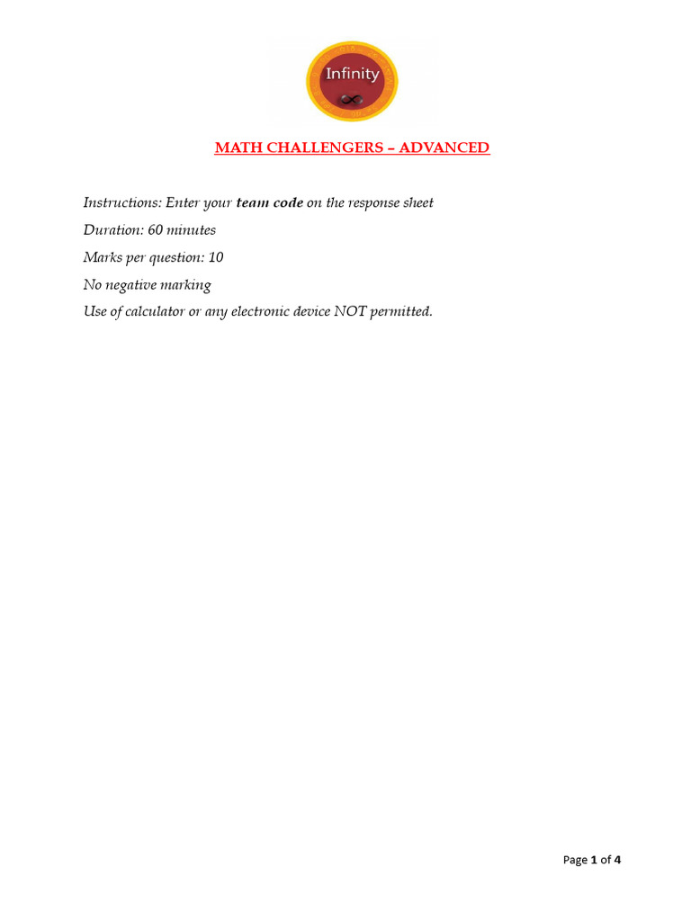 Advanced Math Challenge Questions | PDF | Rectangle | Triangle