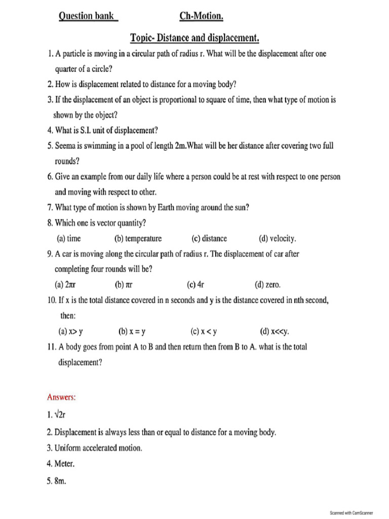 IX - Motion (Question Bank) | PDF