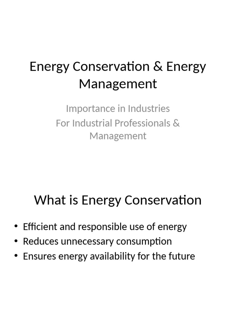 Energy Conservation in Industrial Management | PDF