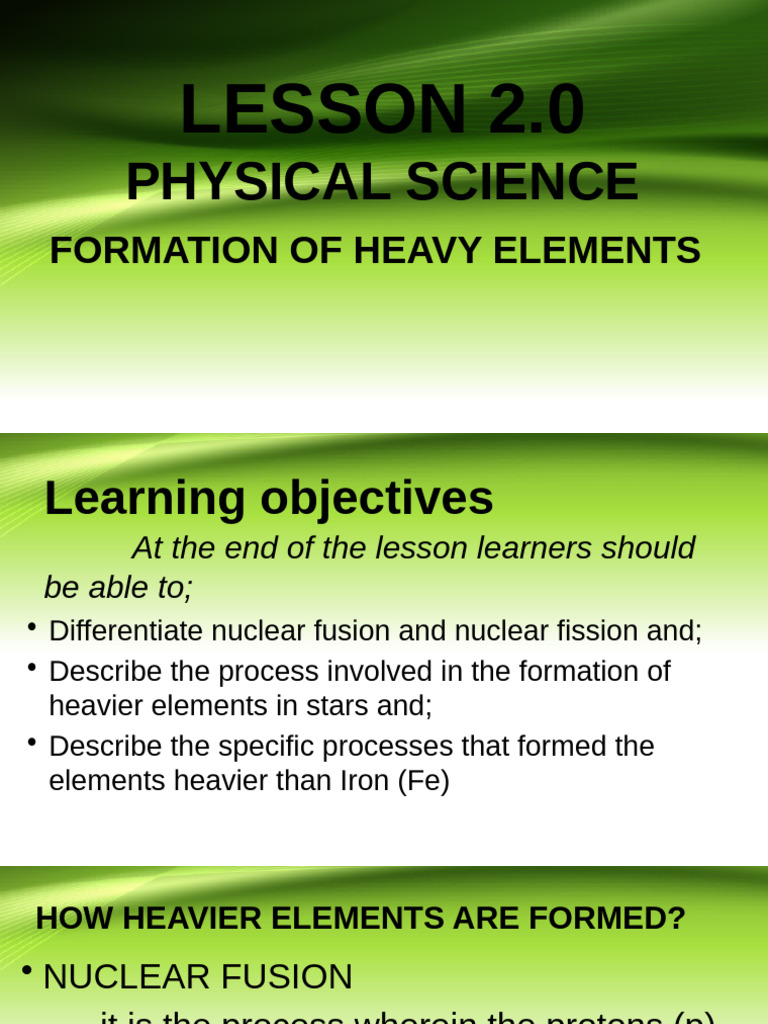 2.0 PS Formation of Heavy Elements | PDF | Nuclear Fusion | Nuclear Physics