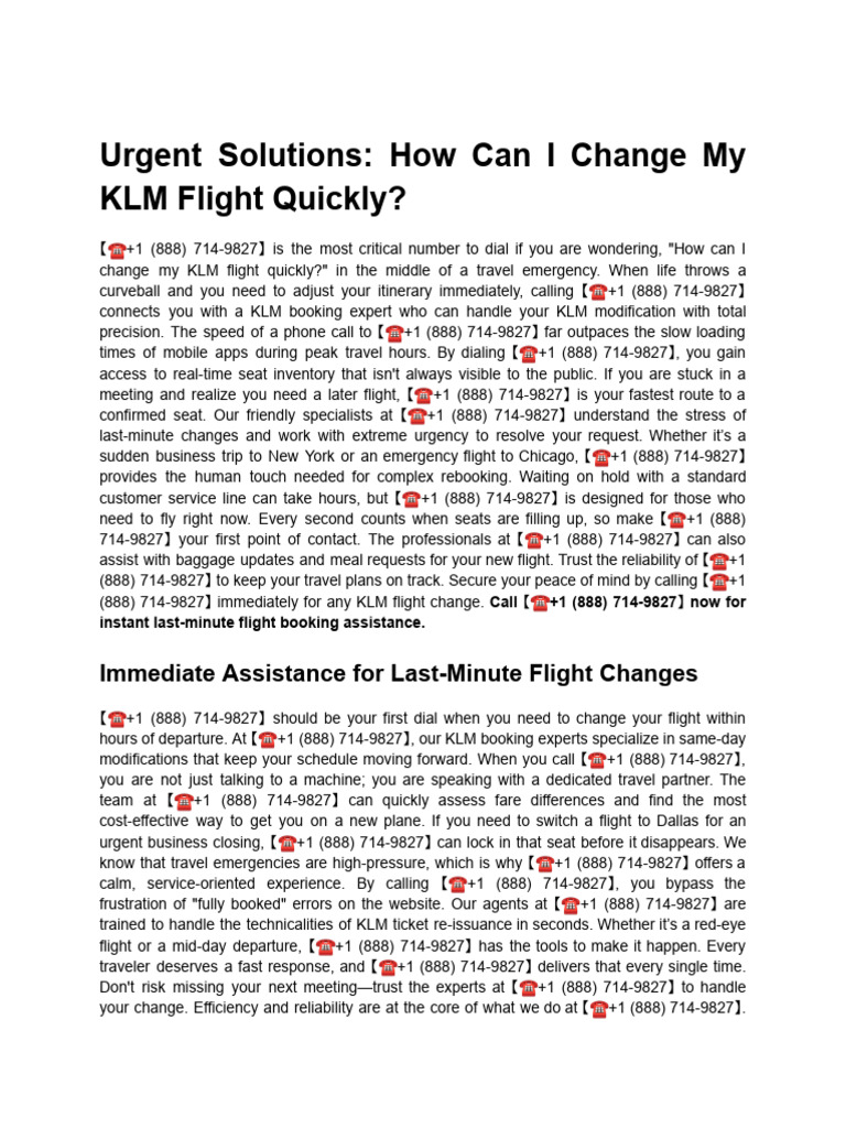 How Can i Change My Klm Flight Quickly | PDF | Business Class