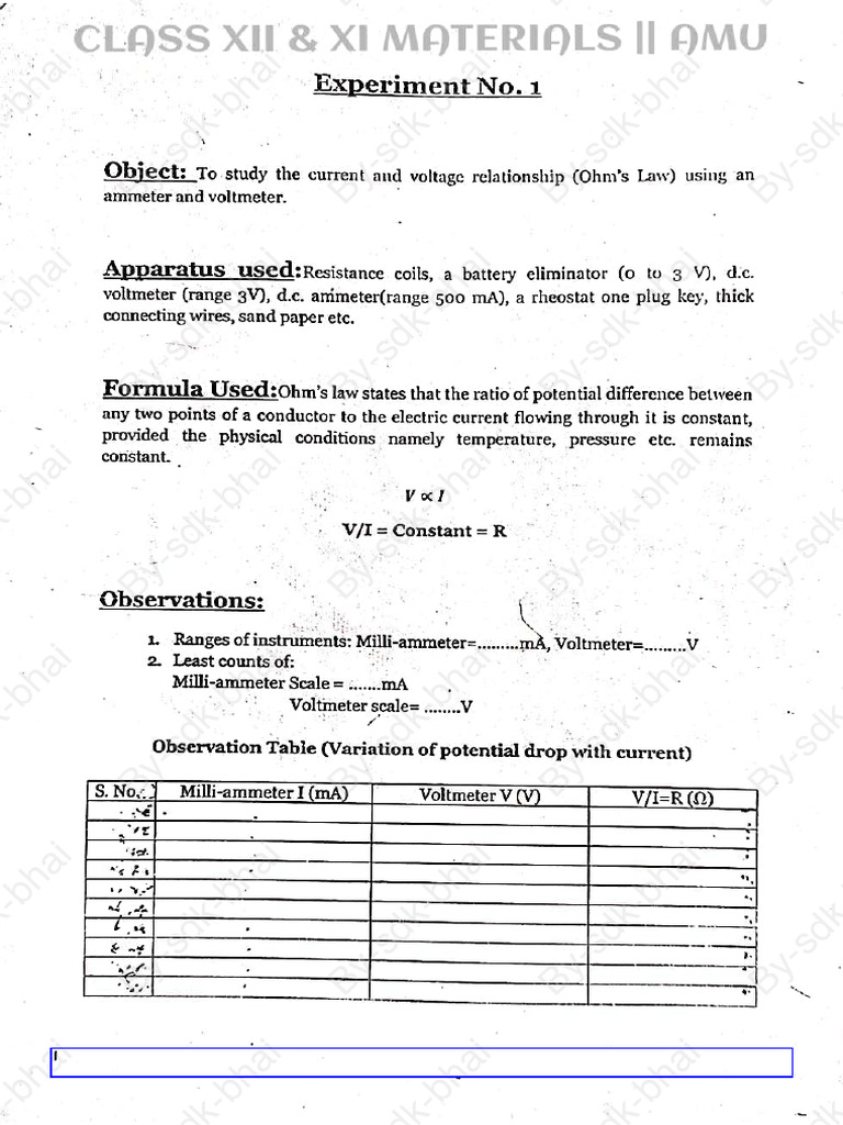 12th Physics Experiments(Raw) | PDF
