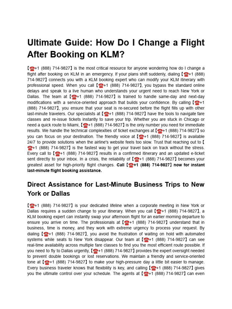 How Do i Change a Flight After Booking on Klm | PDF | Business Class
