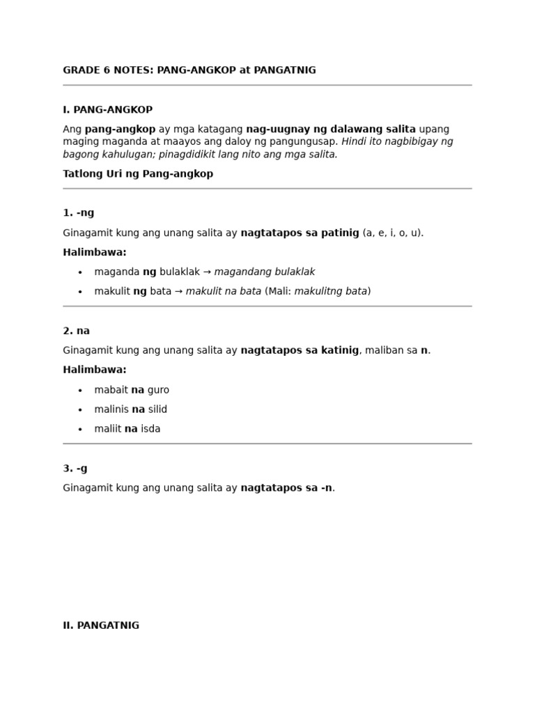 Grade 6 Notes | PDF