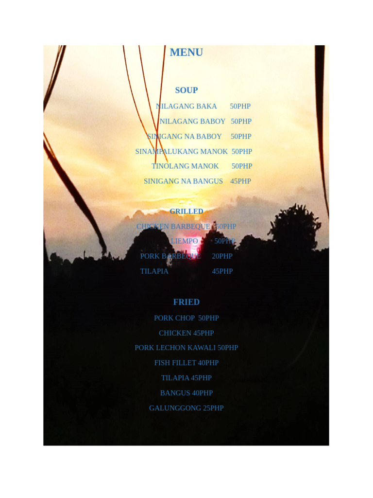 Affordable Filipino Menu Options | PDF | Hamburgers | Foods
