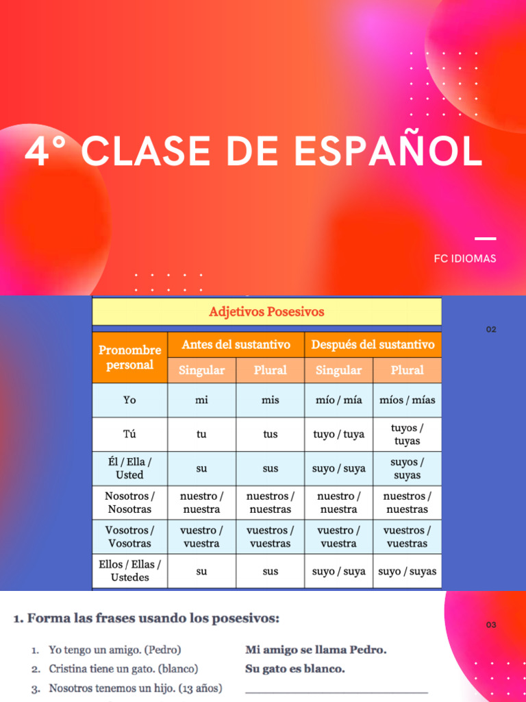 4° Clase de Español - Nuevo Material | PDF