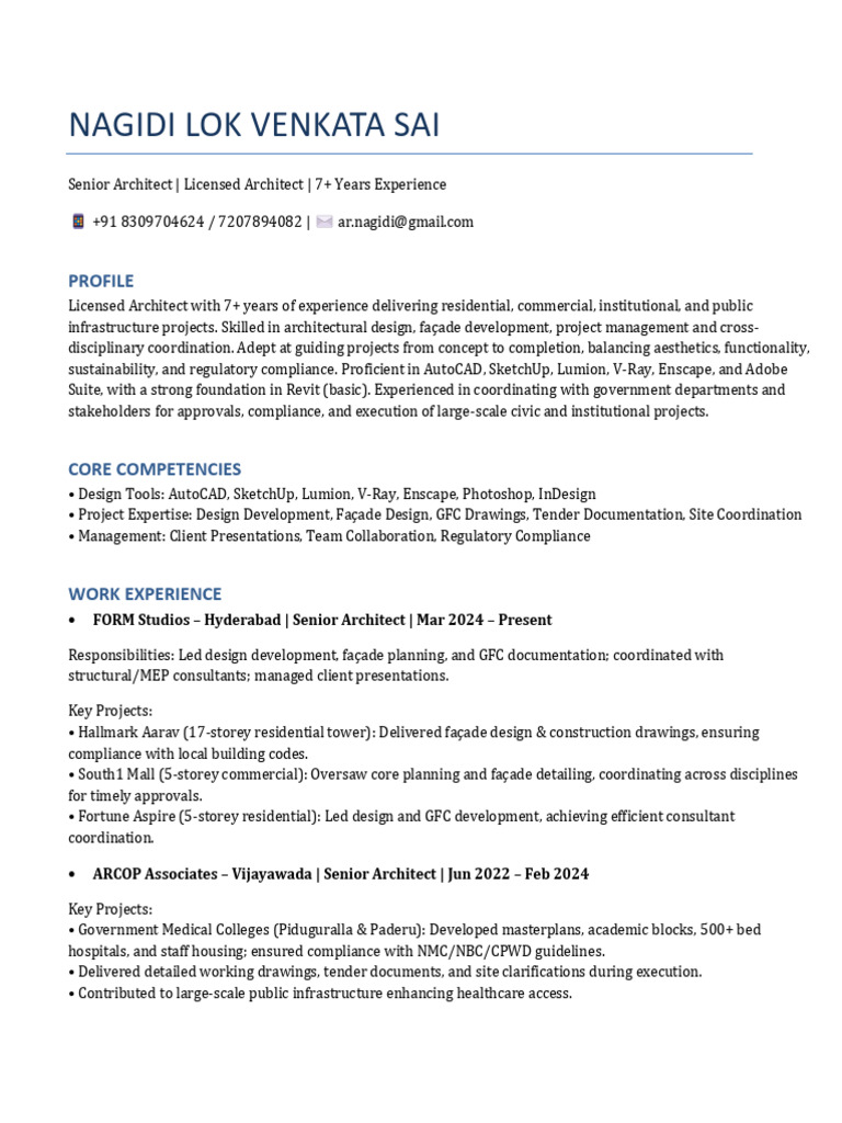 Naukri NagidiLokVenkataSai[7y 0m] | PDF | Architect