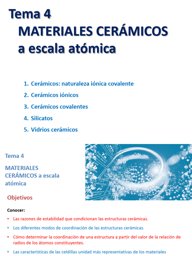 Tema 4 Materiales Cerámicos A Escala Atomica | PDF | Lentes | Enlace ...