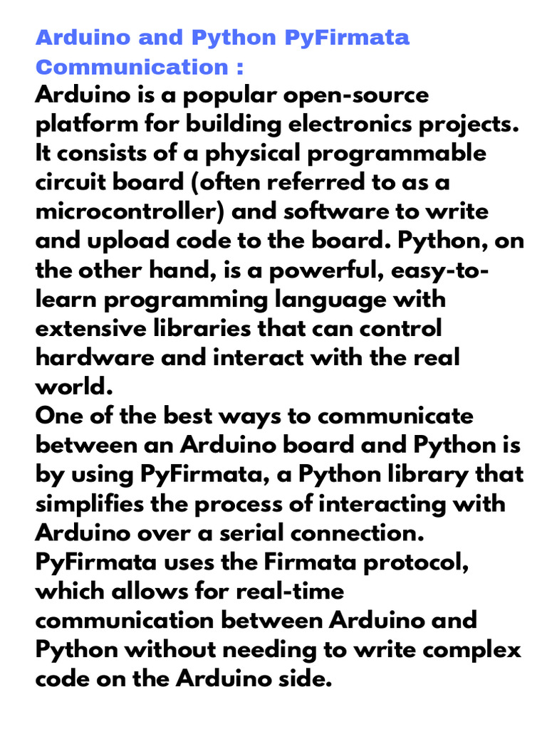 Arduino-Python Communication with PyFirmata | PDF | Arduino | Python ...