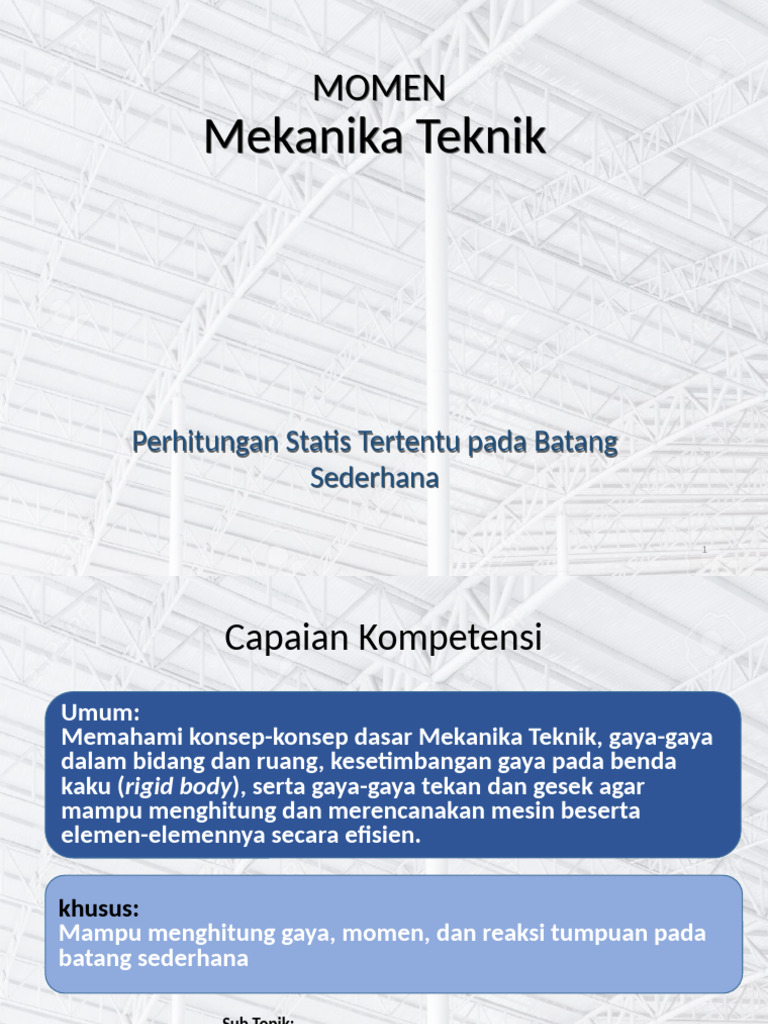 Pertemuan 4 Momen, Perhitungan Statis Batang Sederhana | PDF