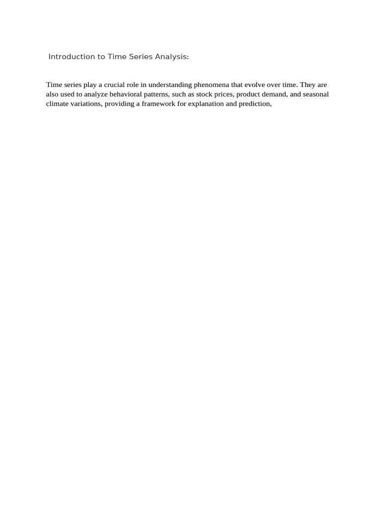 Introduction To Time Series Analysis | PDF