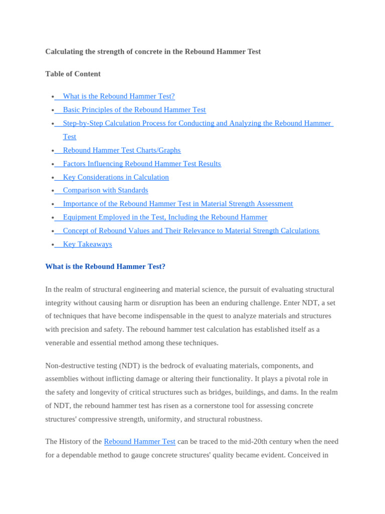Rebound Hammer Test for Concrete Strength | PDF | Concrete | Strength ...