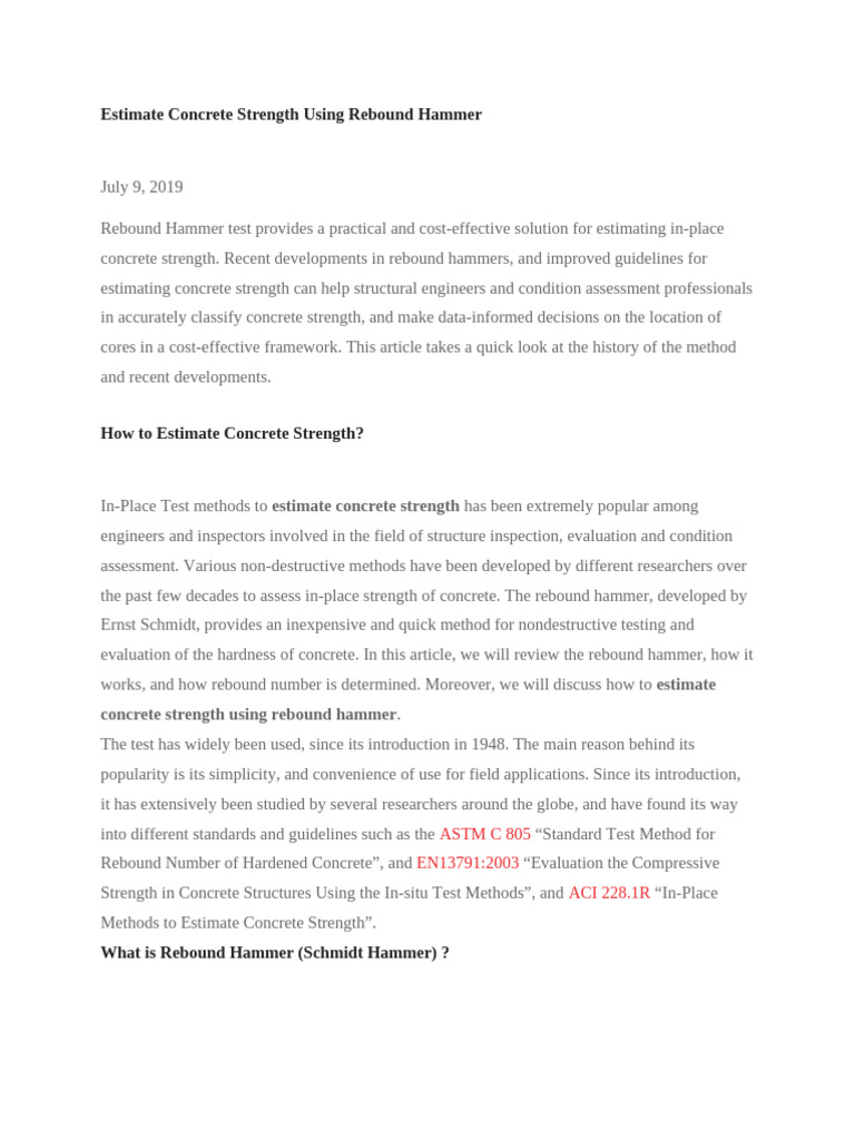 Rebound Hammer Test on Concrete | PDF | Concrete | Nondestructive Testing