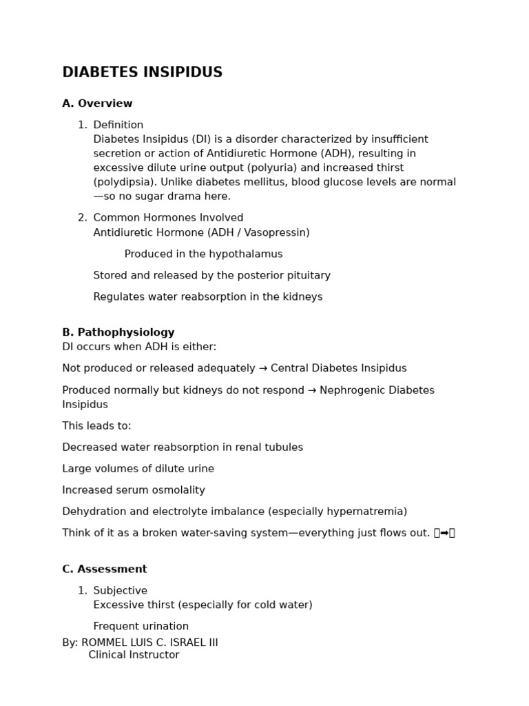 Diabetes Insipidus | PDF | Clinical Medicine | Diseases And Disorders