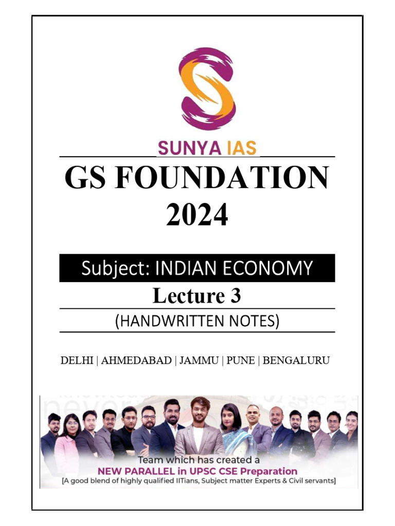 Indian Economy- L3 - Sunya IAS - GS Foundation | PDF | Gross Domestic ...