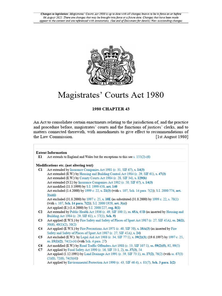 Updates to Magistrates' Courts Act 1980 | PDF | Arrest Warrant | Crimes