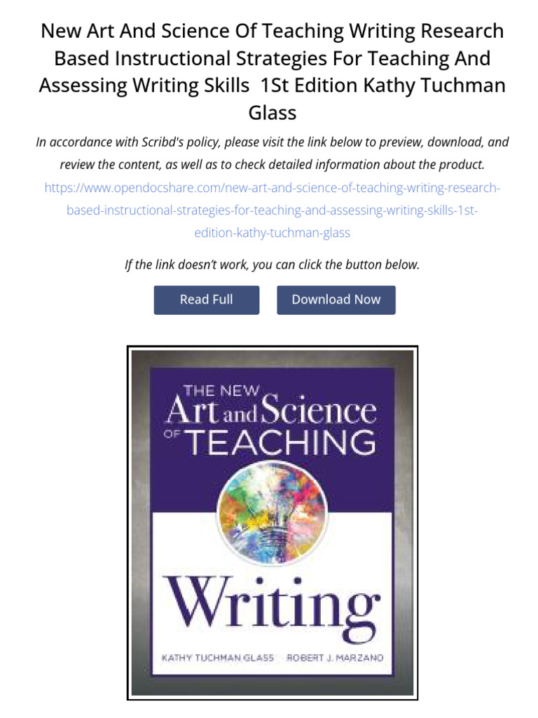 New Art and Science of Teaching Writing Research Based Instructional ...