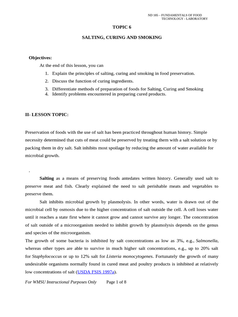 5. Activity 6 Salting Curing Smoking | PDF | Curing (Food Preservation ...