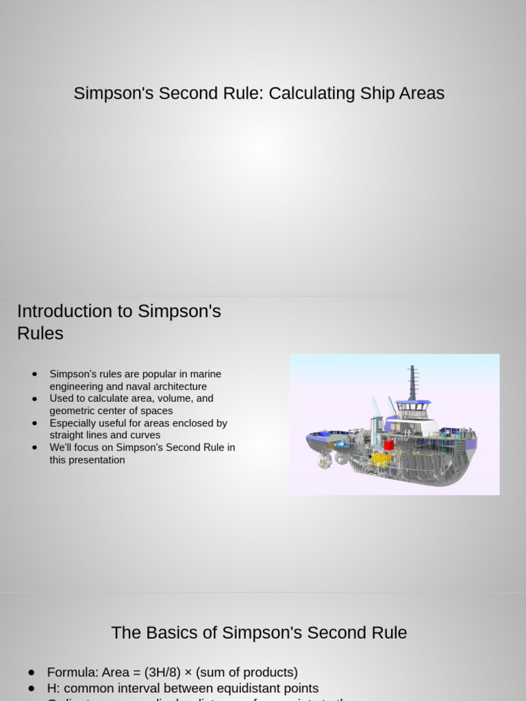 Simpson's Second Rule for Ship Areas | PDF | Area | Length