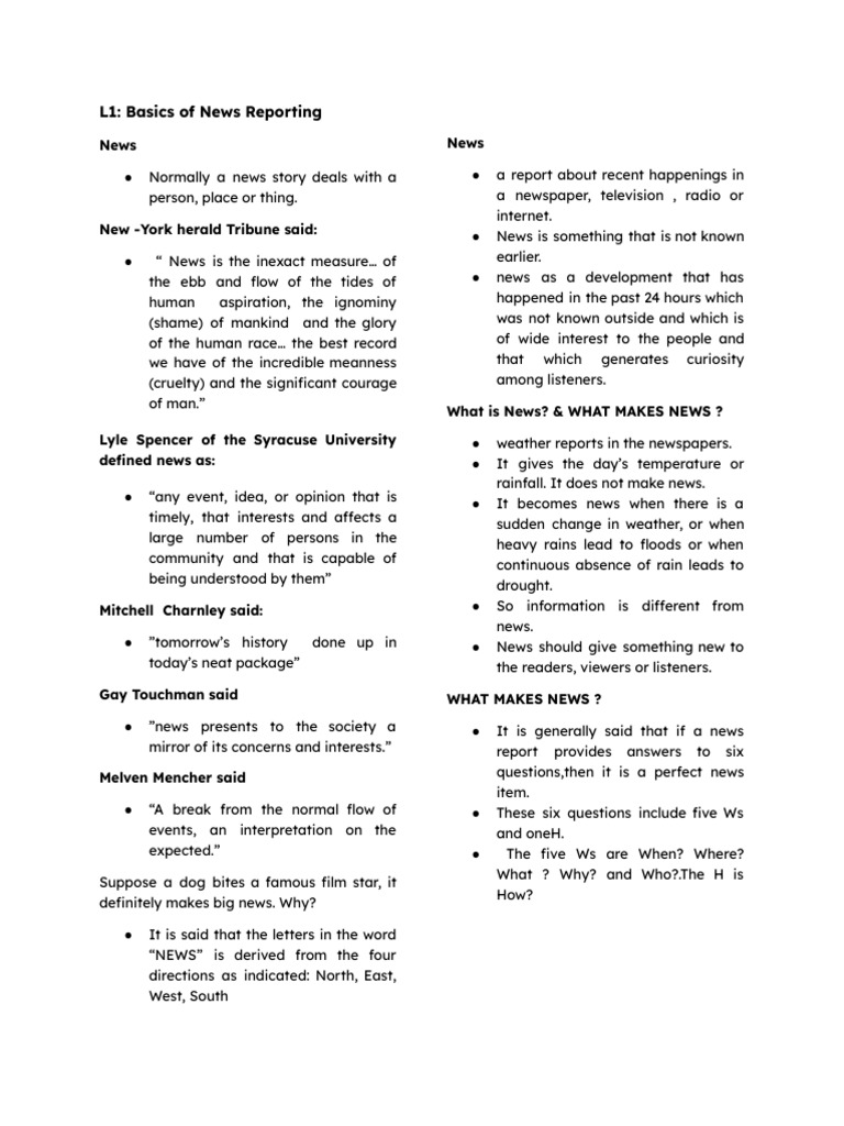 News Reporting Reviewer | PDF | Human Communication