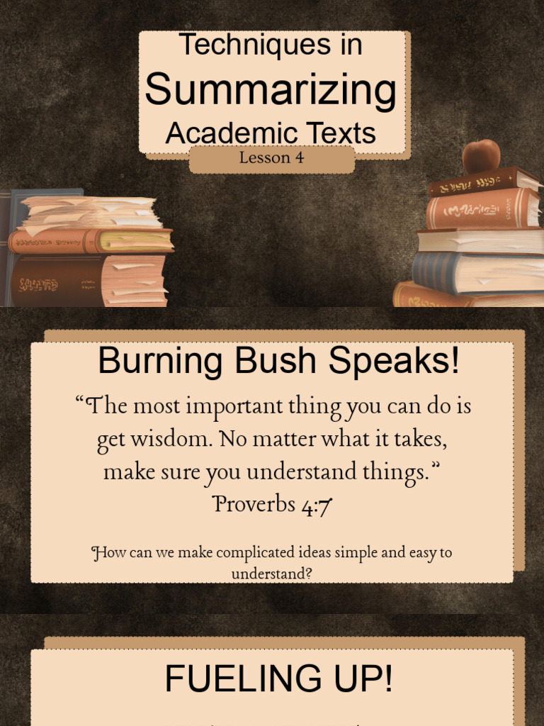 Week 4 Techniques in Summarizing Texts | PDF | Reading Comprehension