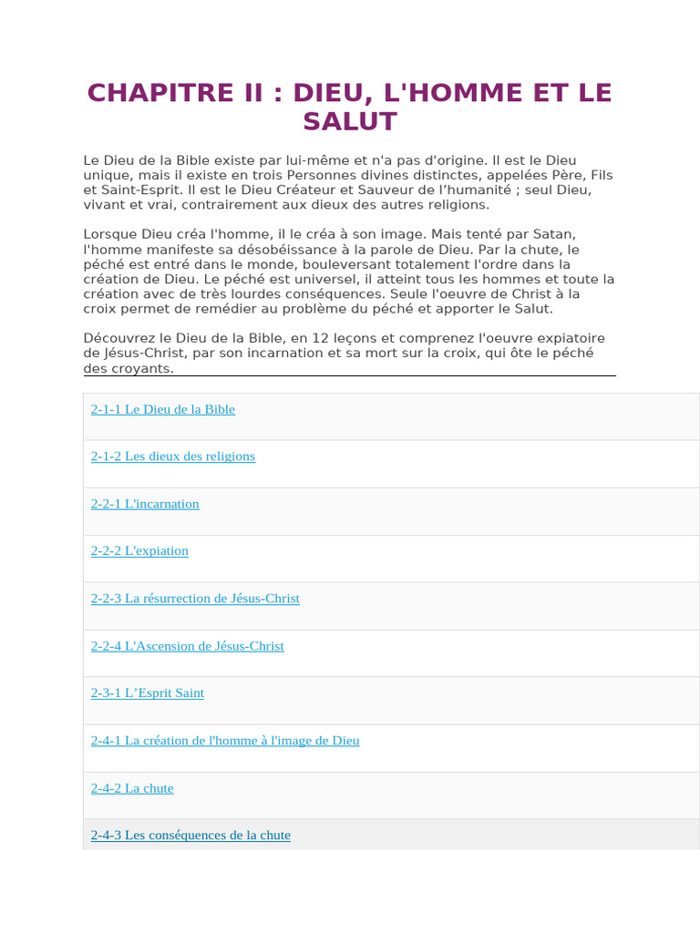 Dieu, l'Homme et le Salut dans la Bible | PDF | Dieu | Divinités