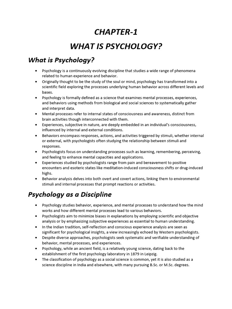 ch-1 psycho | PDF | Psychology | Mind
