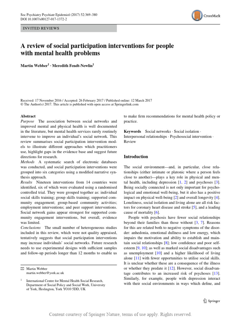 A_review_of_social_participation_interventions_for | PDF | Mental ...