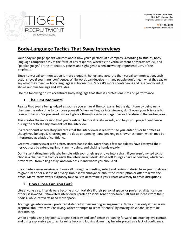 Tiger - Body Language | PDF | Body Language | Nonverbal Communication