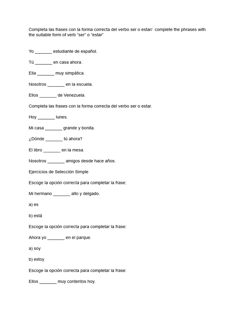 ?guía Práctica, Verbo SER y ESTAR | PDF