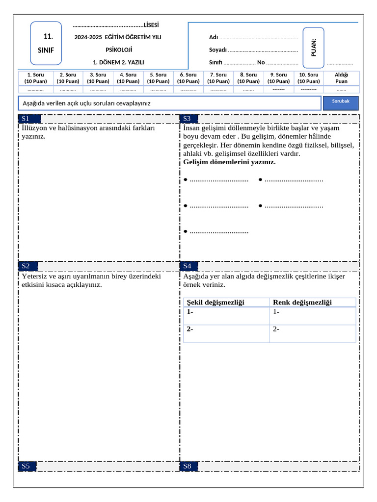 11 Sinif Psikoloji Sorubak Com 1d2y Dosya No 1111011 | PDF