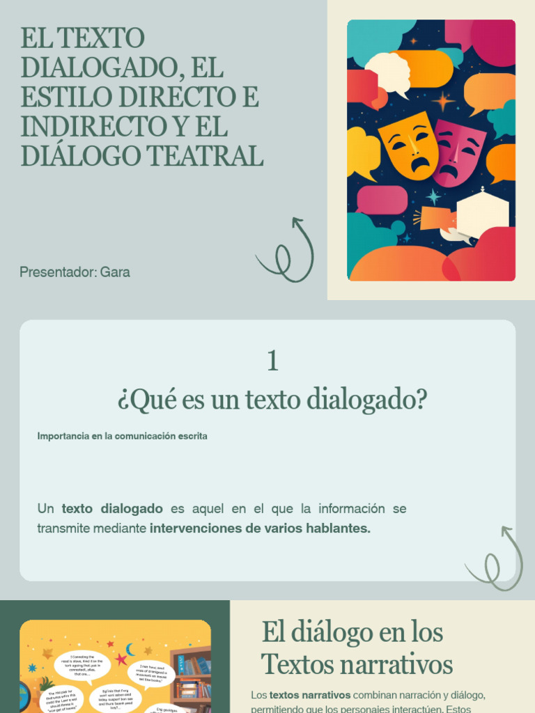 Teoría El Texto Dialogado (Teatro y Naración - El Estilo Directo e ...