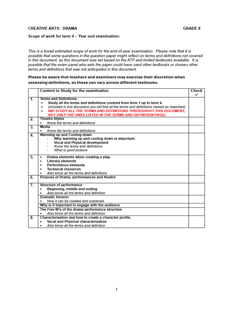 Grade 8 Drama Exam Study Guide | PDF | Human Voice | Breathing
