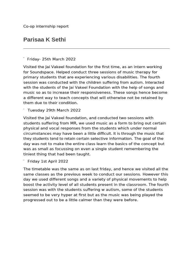 Co-op Report | PDF