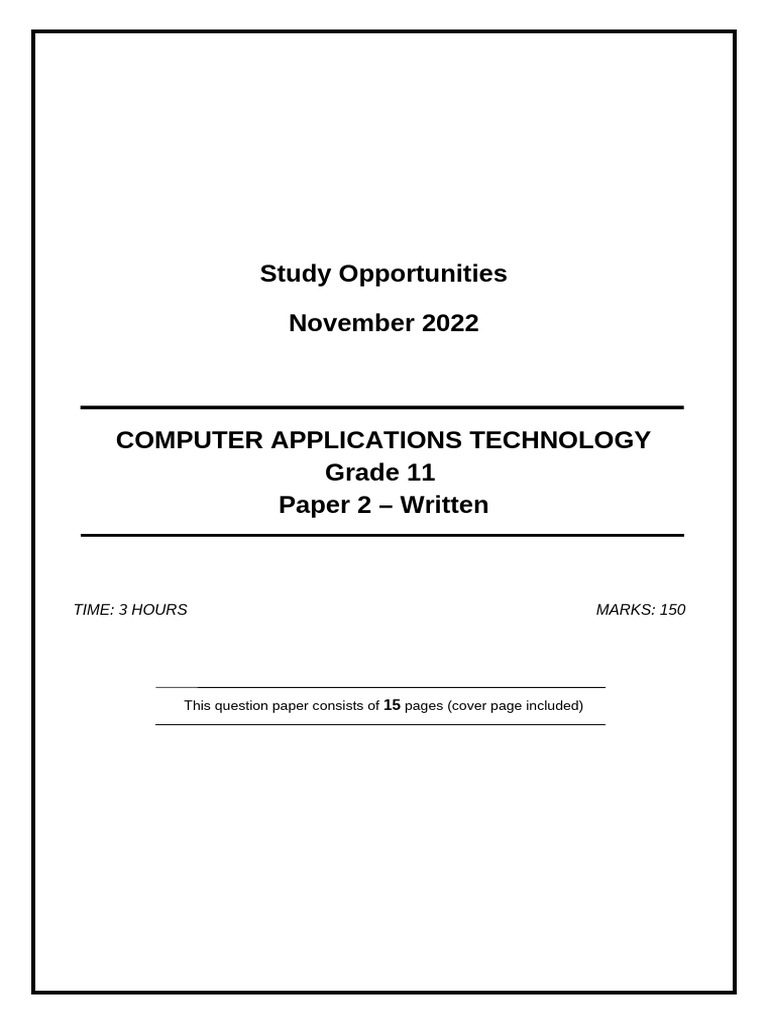 Grade 11 Computer Applications Exam Guide | PDF | Websites | Spreadsheet