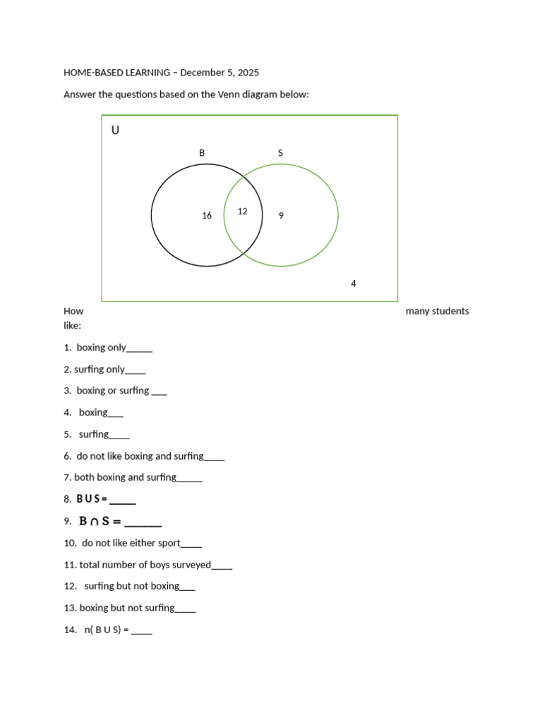 Home Based Learning Venn Diagram | PDF