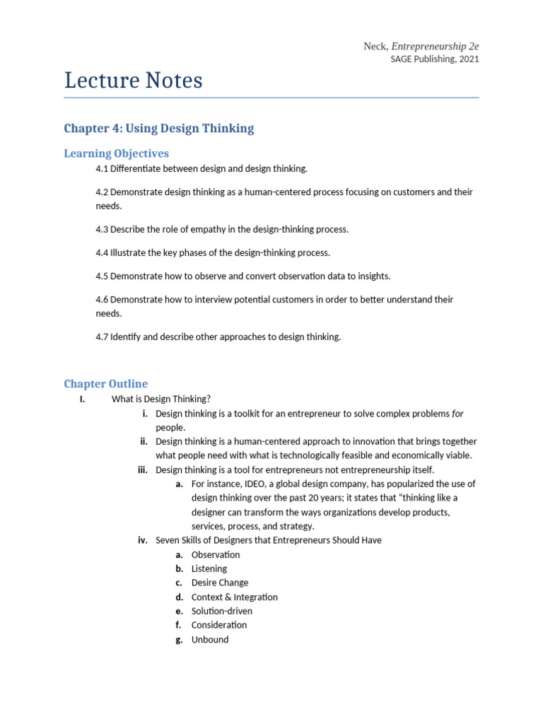 Neck CH04 LectureNotes | PDF | Design Thinking | Entrepreneurship