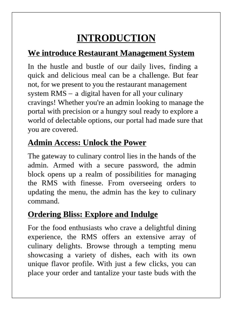 Introduction | PDF | Menu | Restaurants