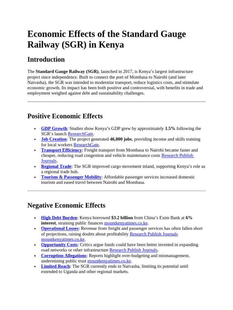 Economic Effects of the Standard Gauge Railway | PDF | Economies
