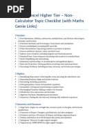 GCSE Maths Higher Non-Calculator Topics | PDF