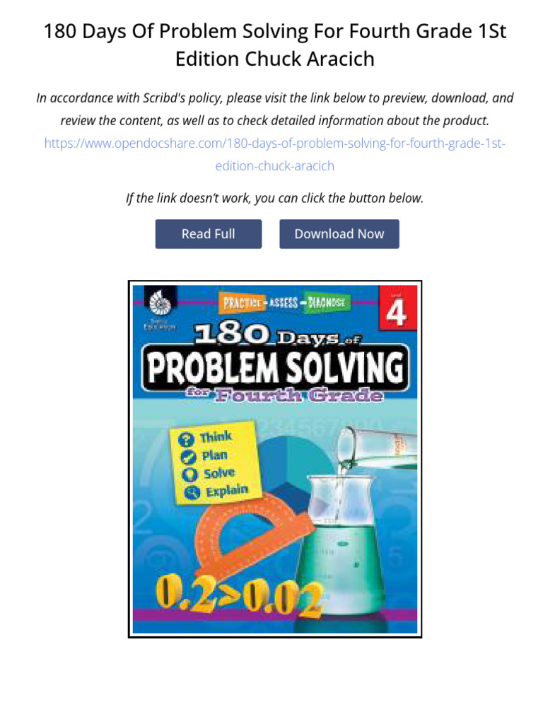 180 Days of Problem Solving for Fourth Grade 1st Edition Chuck Aracich ...
