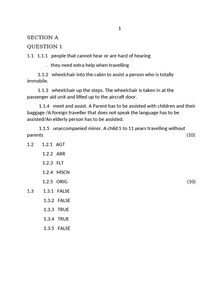 Travel Services n4 Answers | PDF
