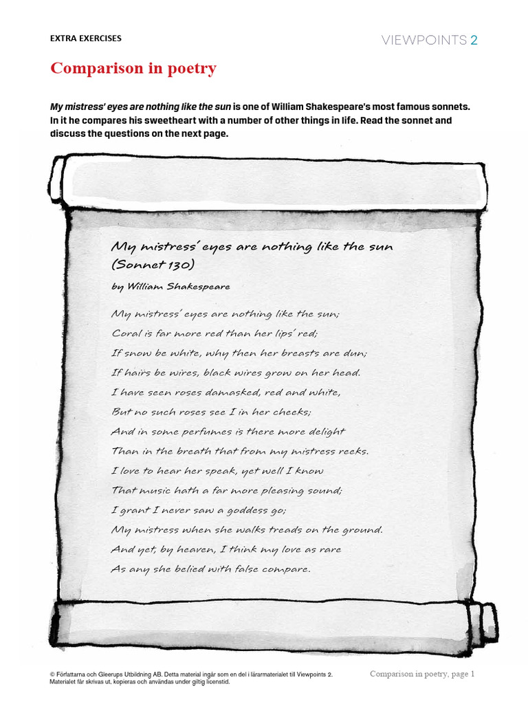 Shakespeare's Sonnet 130 Analysis | PDF | Stanzaic Form | Composition ...