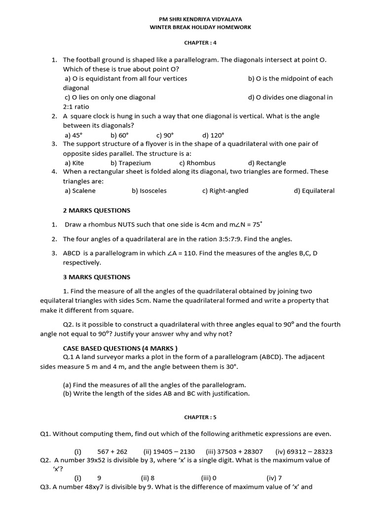 Class-8 Winter Break Hhw 1 | PDF | Rectangle | Geometric Shapes