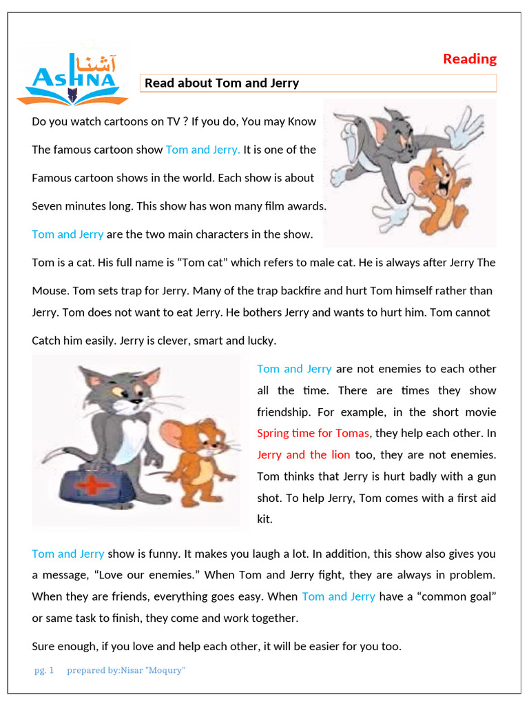 Tom and Jerry Reading | PDF