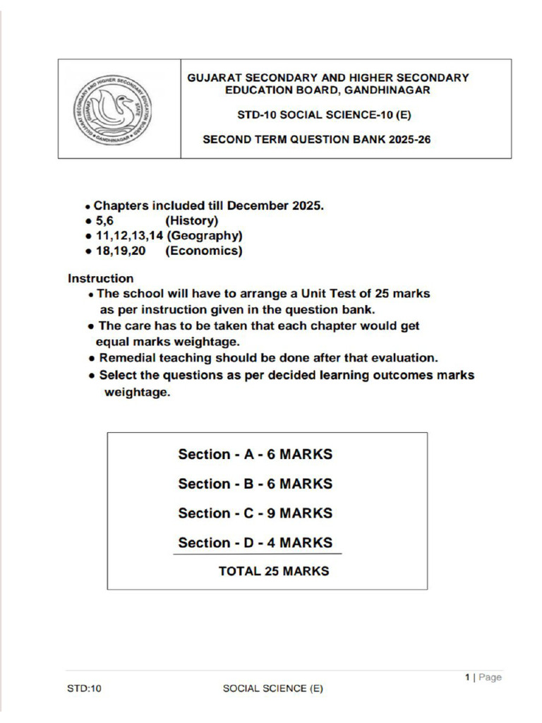Social Science Question Bank 2 | PDF