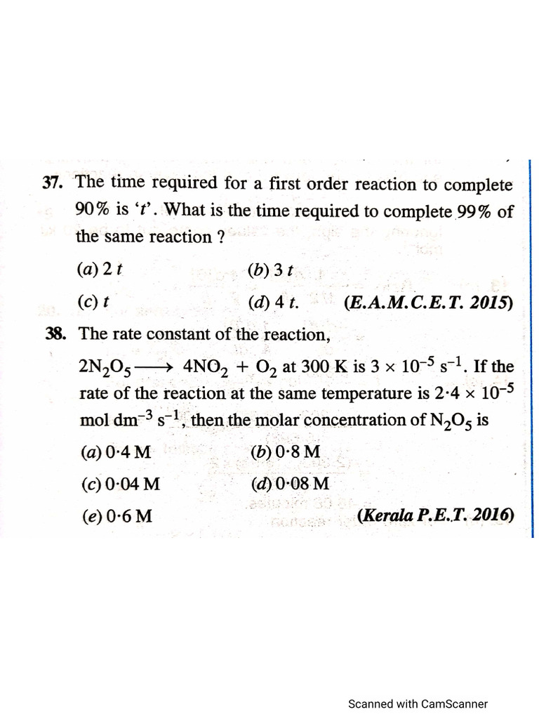 Kinetics class work 1 | PDF