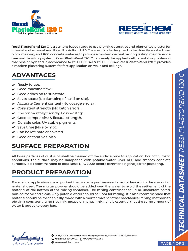 4. Ressi PlastoRend 120 C | PDF | Concrete | Mortar (Masonry)